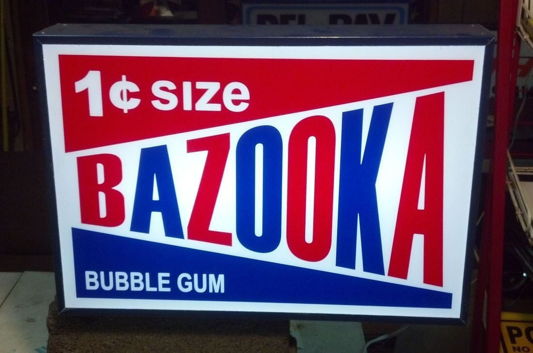 Bazooka bubble gum light up sign 23x15x3 inch | Pretty cool signs